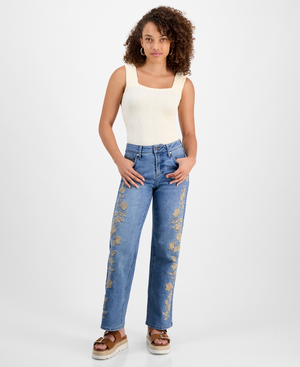 Click here for And Now This Petite High-Rise Embellished Straight... prices