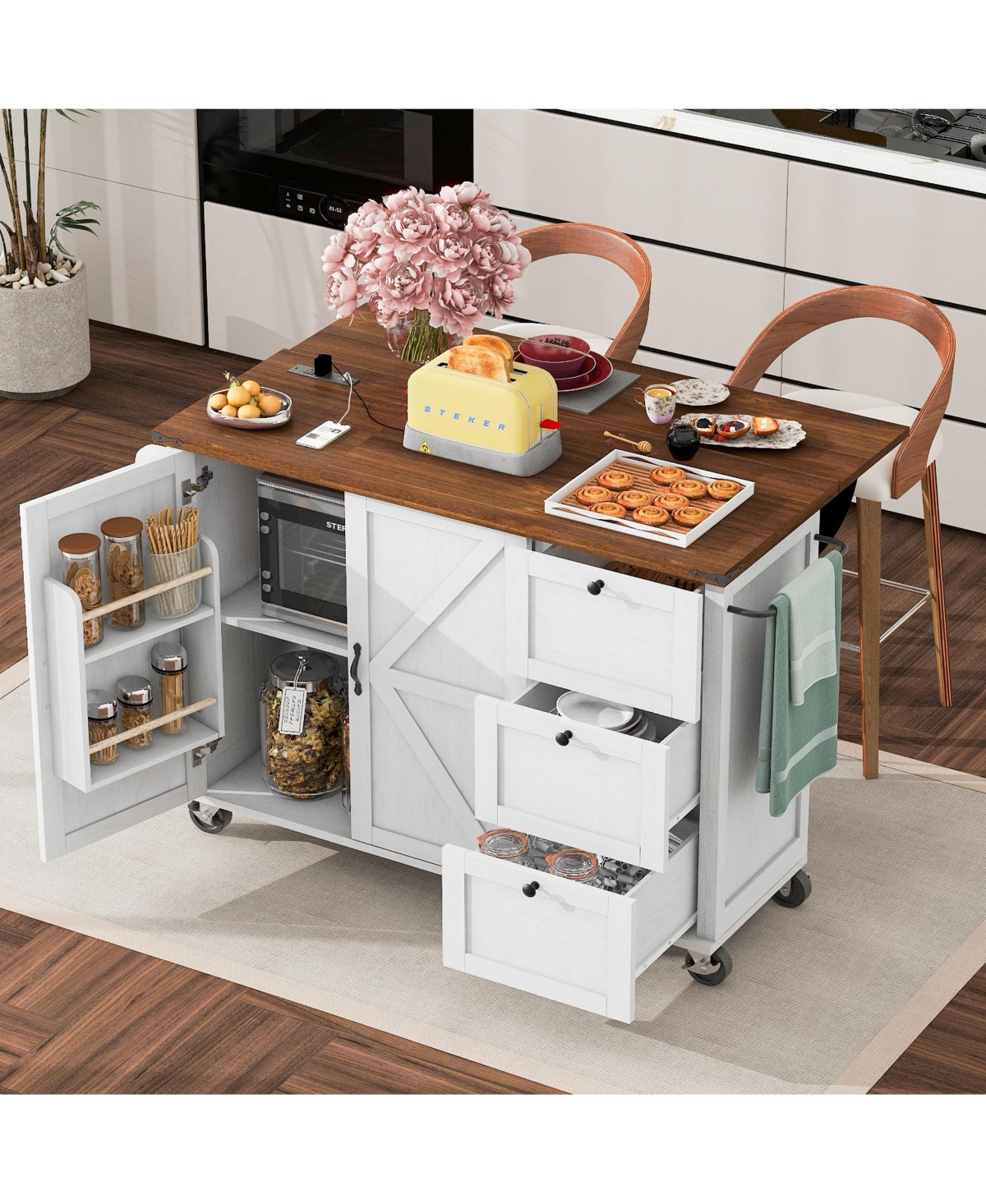 Click here for Casainc 54.5 Farmhouse Kitchen Island with Power O... prices