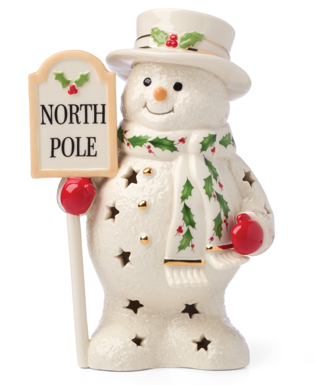 Click here for Lenox Happy Holly Days North Pole Snowman Lit Figu... prices