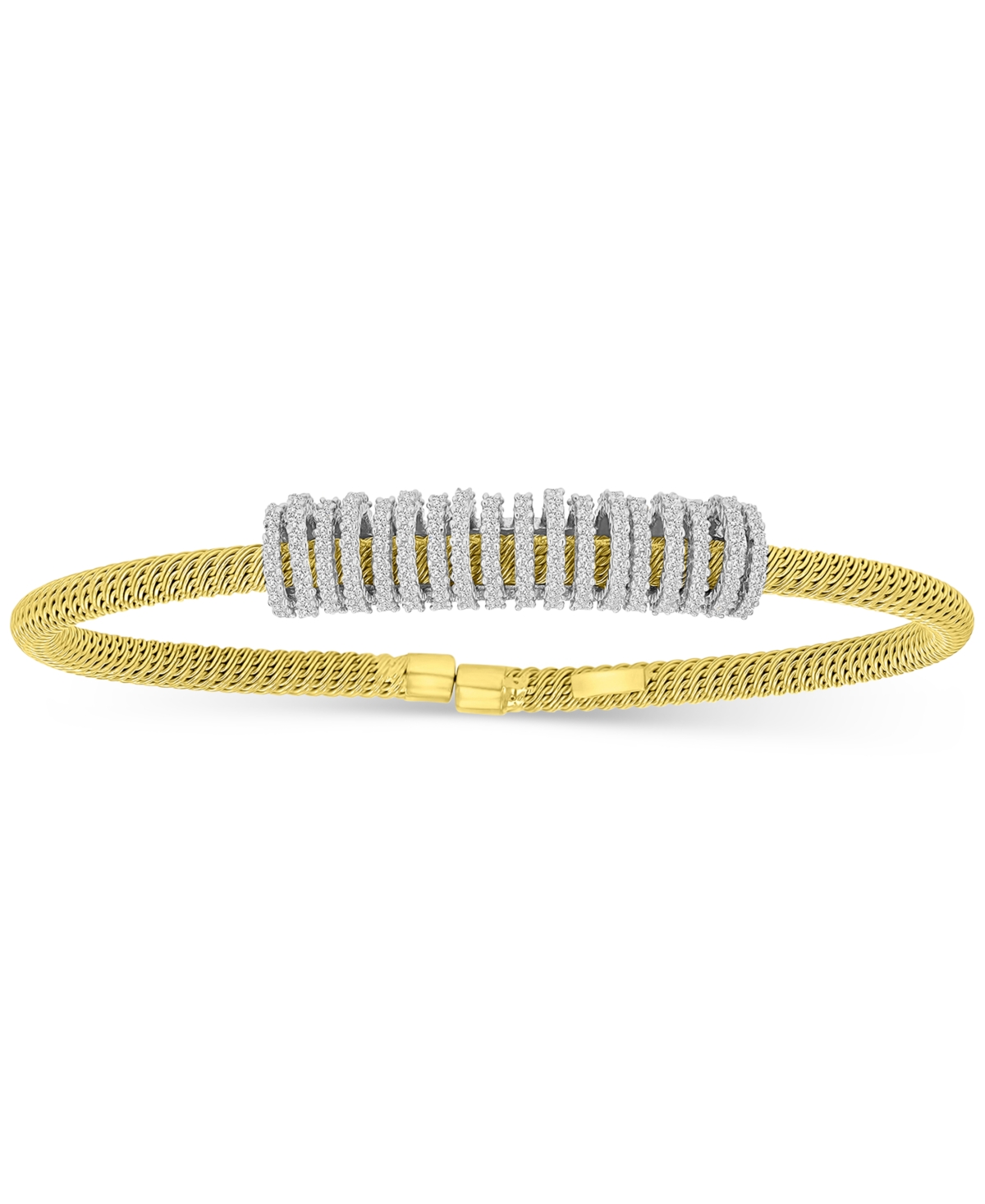 Click here for Cubic Zirconia Rondelle Woven Link Cuff Bracelet -... prices
