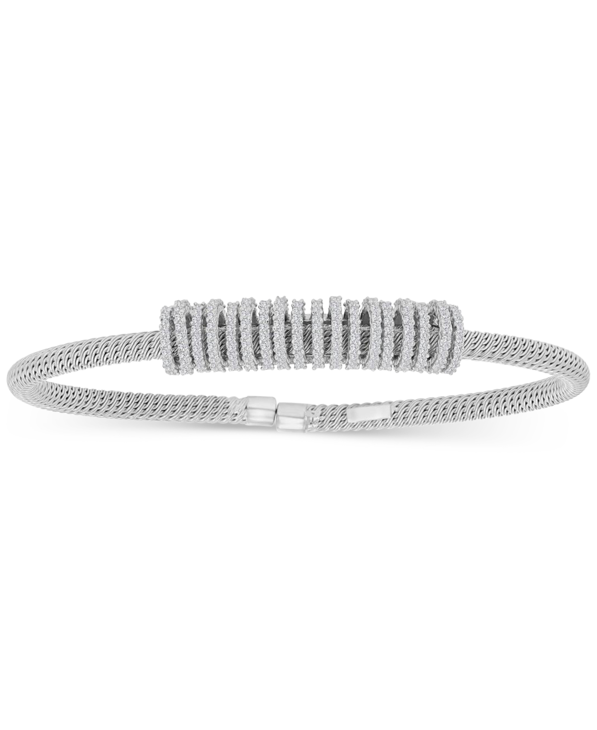 Click here for Cubic Zirconia Rondelle Woven Link Cuff Bracelet -... prices