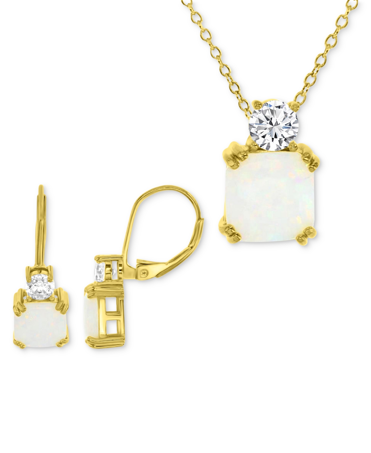 Click here for 2-Pc. Set Cubic Zirconia and Opal Pendant Necklace... prices