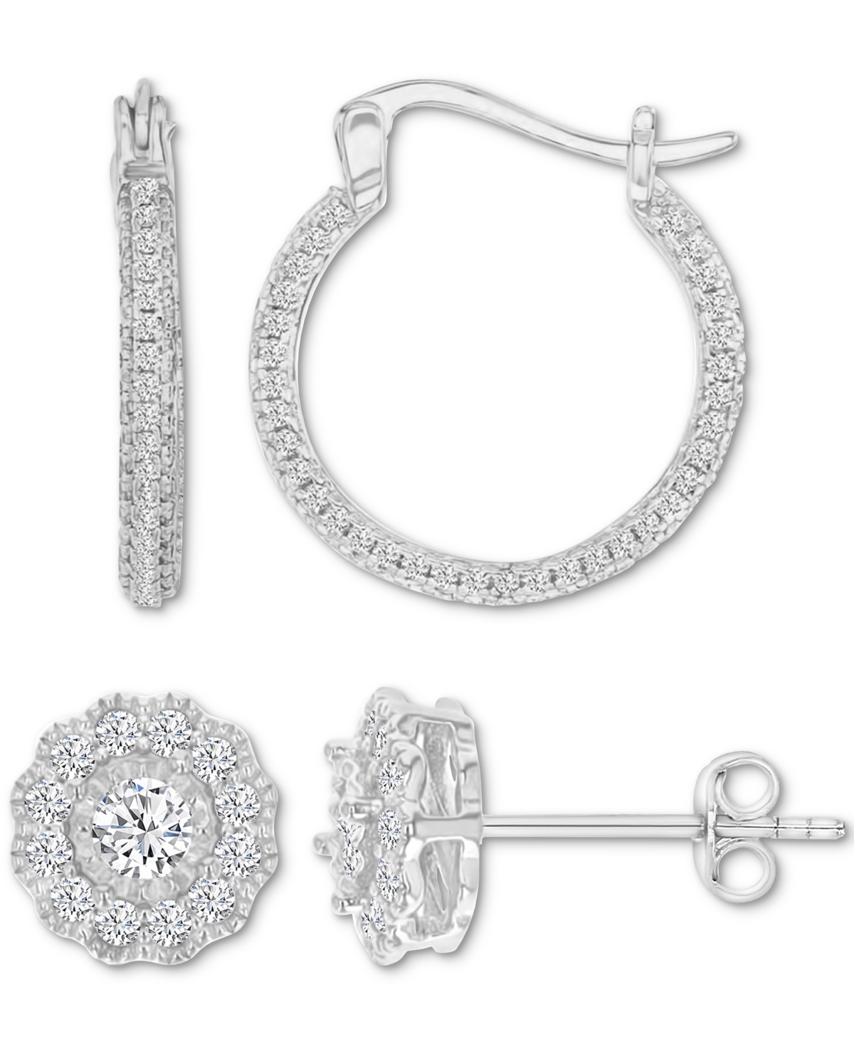 Click here for 2-Pc. Set Cubic Zirconia Halo Stud & Small Hoop Ea... prices
