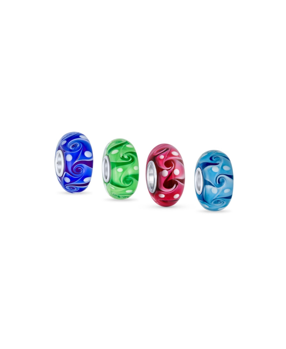 Click here for Bling Jewelry Set of 4 Murano Glass Charm Bead Blu... prices