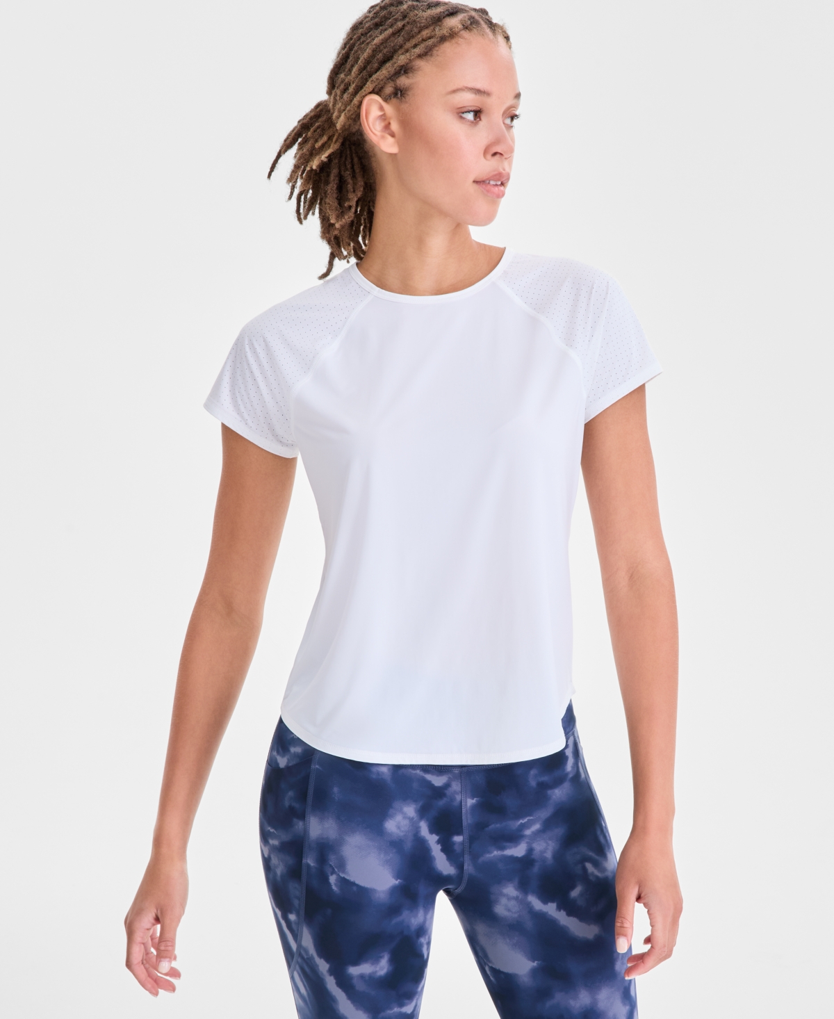 Click here for Id Ideology Womens Relaxed Crewneck Perforated T-S... prices