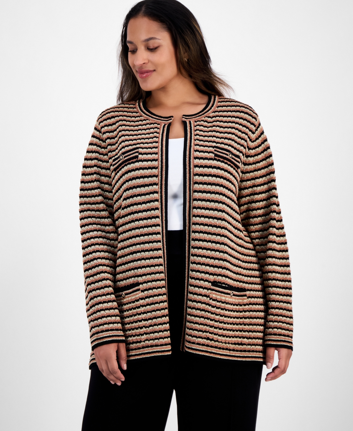 Click here for Anne Klein Plus Size Long-Sleeve Front-Pocket Card... prices