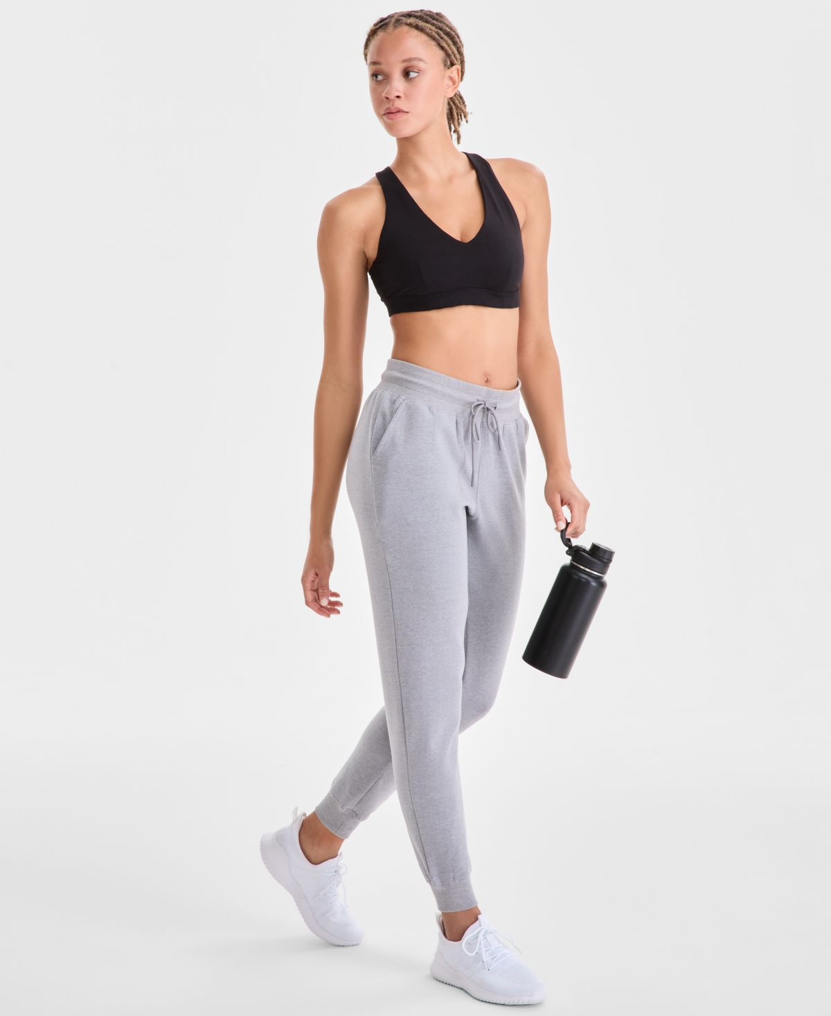 Click here for Id Ideology Womens Relaxed High-Rise Heathered Fle... prices