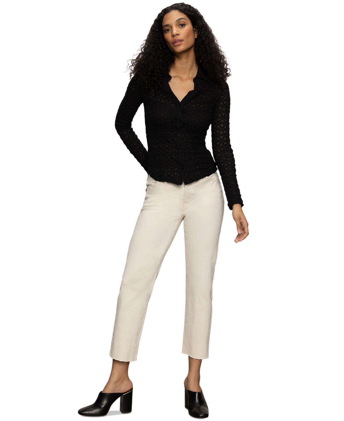 Click here for Sanctuary Womens Dreamgirl Lace Button-Up Shirt -... prices