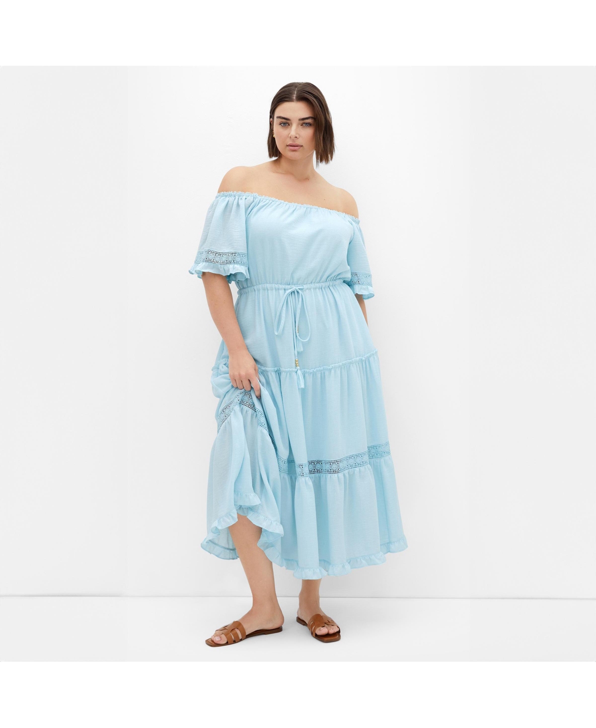 Click here for City Chic Womens Angel Midi Dress - Ice blue prices