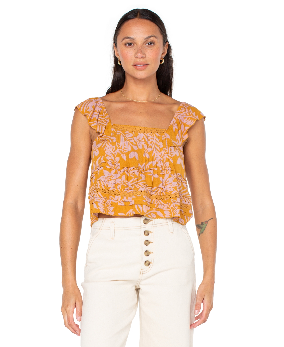 Click here for Roxy Juniors Coastal Rays Seamed Flutter-Sleeve Cr... prices