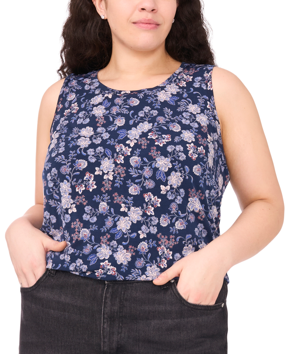 Click here for Vince Camuto Plus Size Sleeveless Printed Keyhole... prices