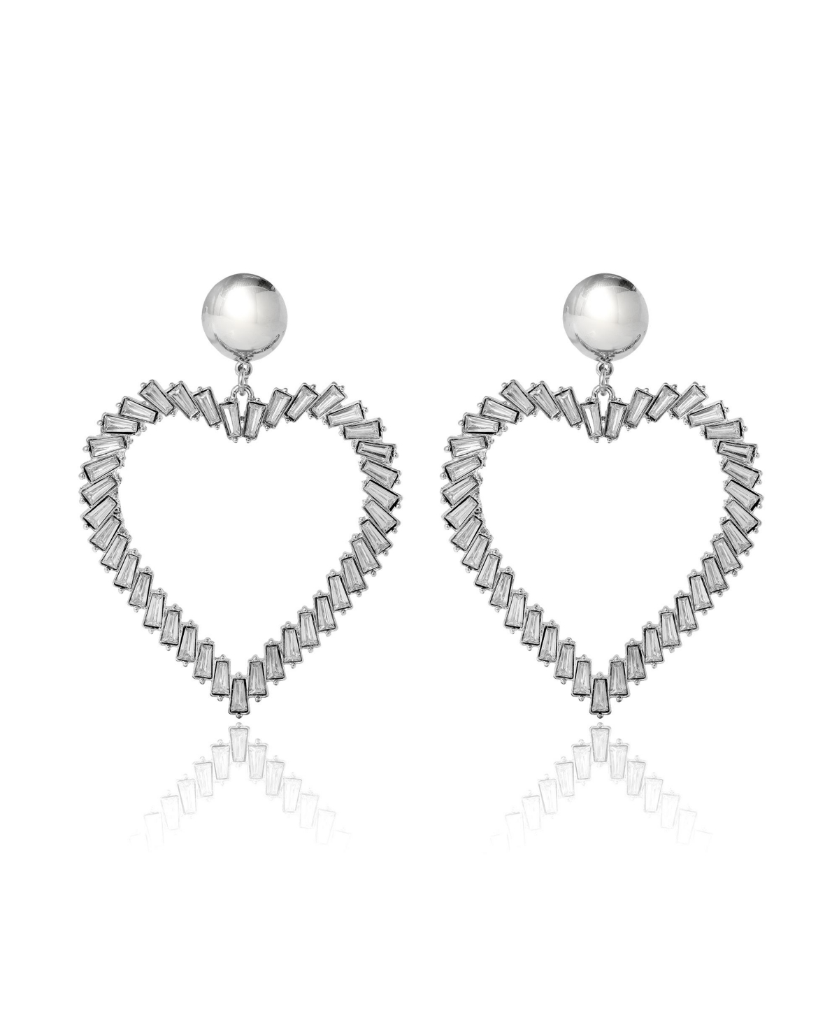 Click here for BCBGeneration Silver-Tone Heart Hoop Earrings - Si... prices