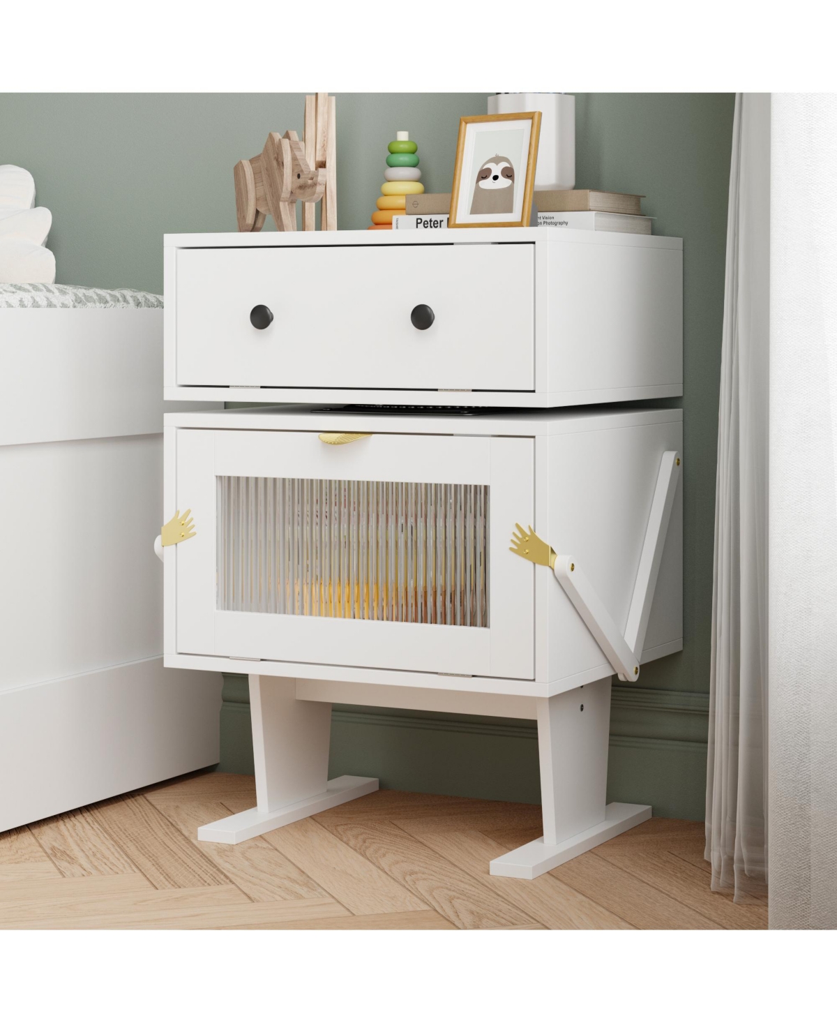 Click here for Bedside Table with Glass Door  Side Table with Rot... prices