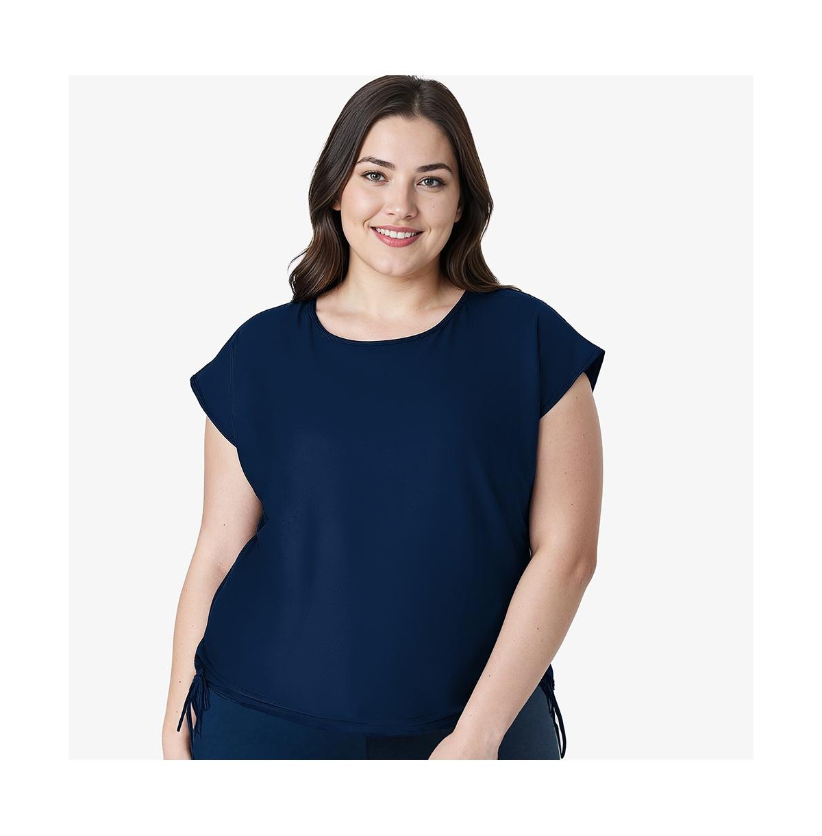 Click here for Calypsa Plus Size Daphne Loose Swim Top - Navy prices