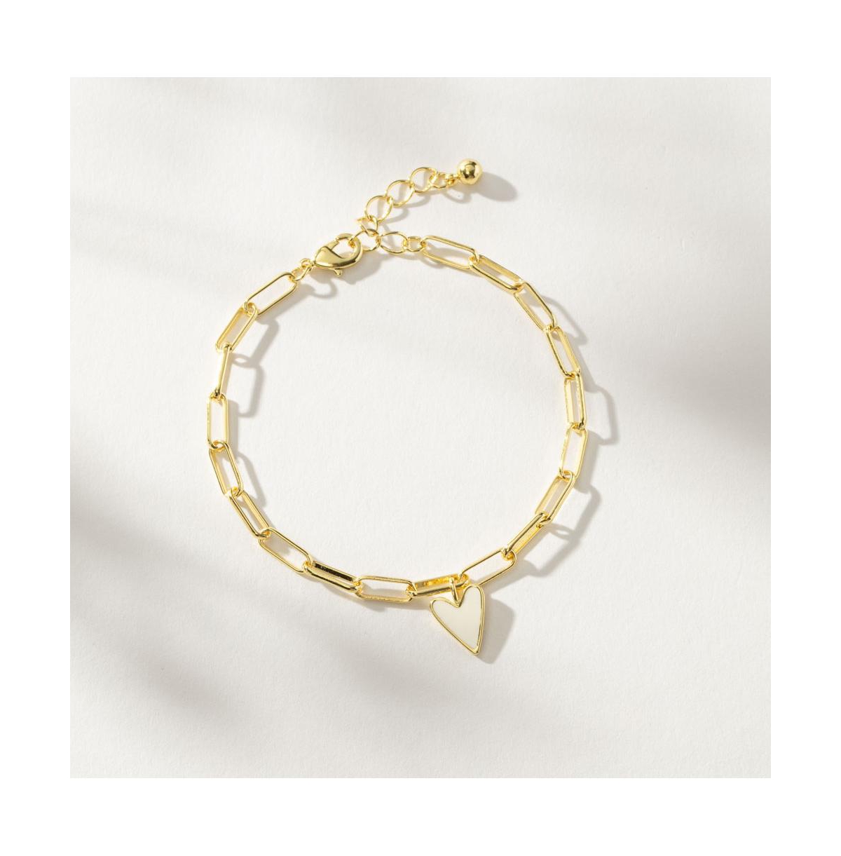 Click here for 14K Gold-Plated White Heart Bracelet  6.5" +... prices