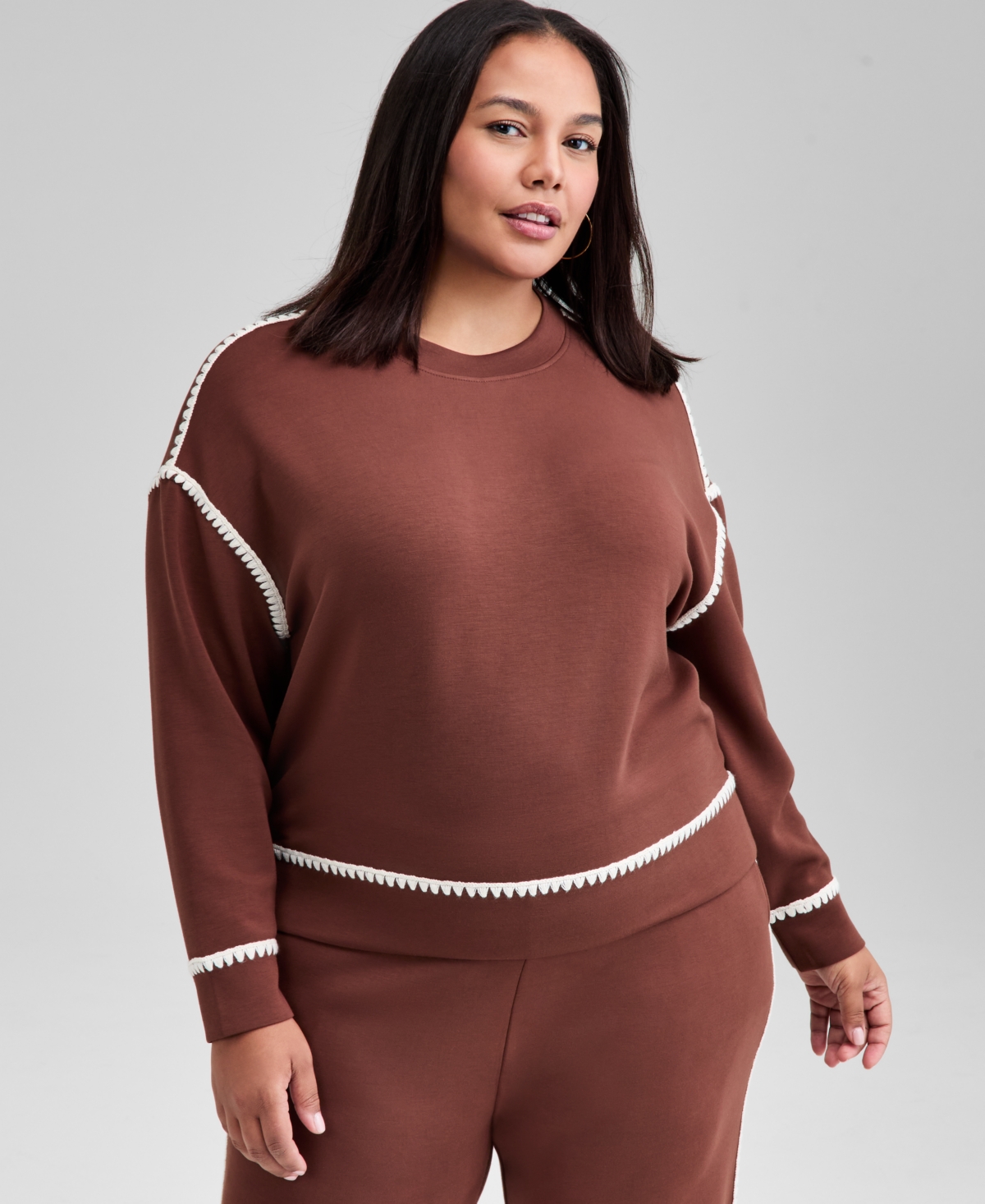 Click here for And Now This Trendy Plus Size Scuba Whipstitch Swe... prices