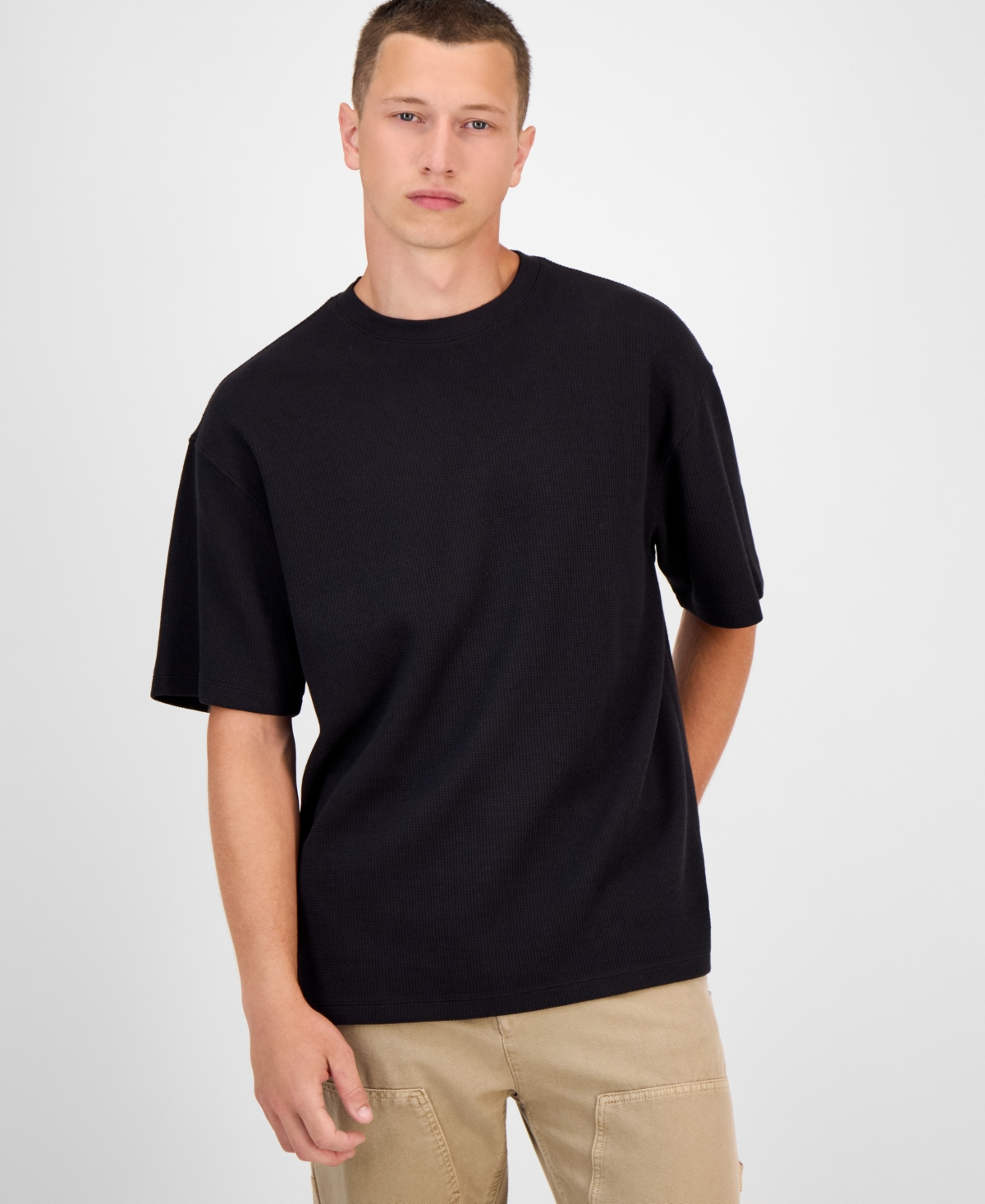 Click here for Hugo By Hugo Boss Mens Nuwaffle Cotton T-Shirt - B... prices