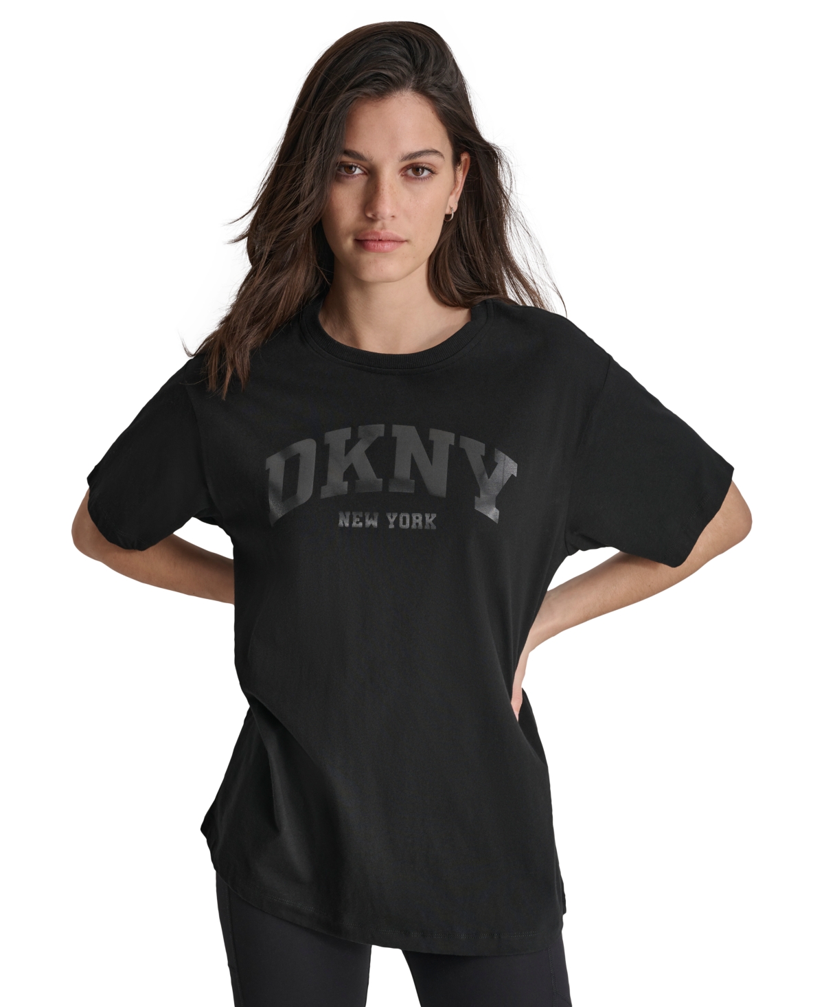 Click here for Dkny Sport Womens Varsity Satin Logo Oversized Cot... prices