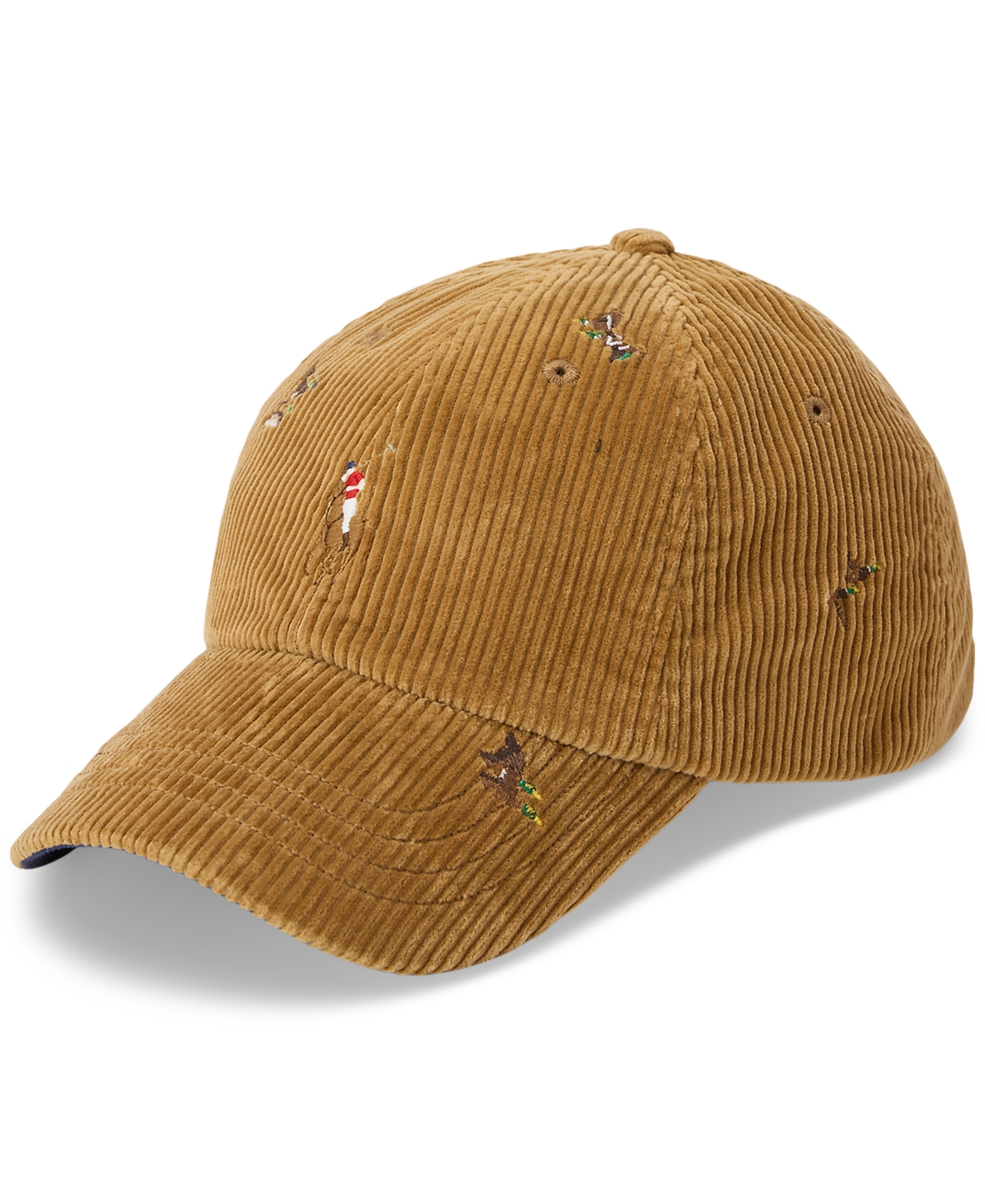 Polo Ralph Lauren Mens Duck-Embroidered Corduroy Ball Cap - Golden Brown