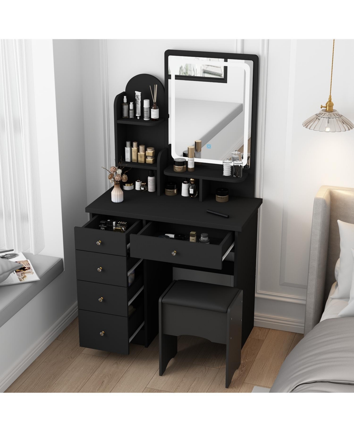 Click here for Homsee 5-Drawers Pink Makeup Vanity Sets Dressing... prices