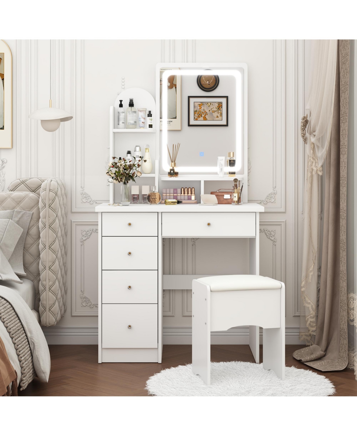 Click here for Homsee 5-Drawers Pink Makeup Vanity Sets Dressing... prices