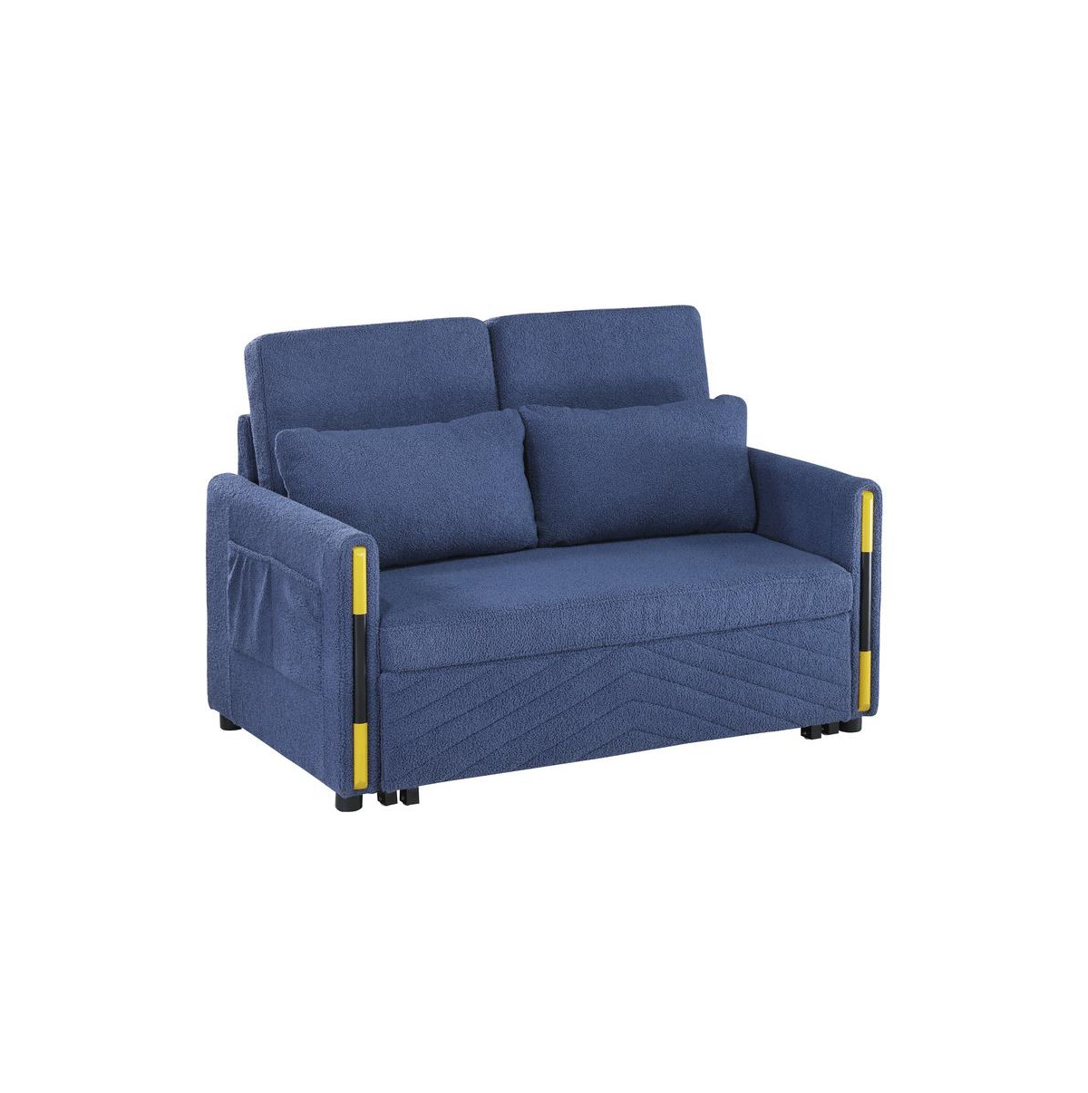 Click here for Homlux 55.5W Navy Teddy Velvet Sleeper Loveseat wi... prices