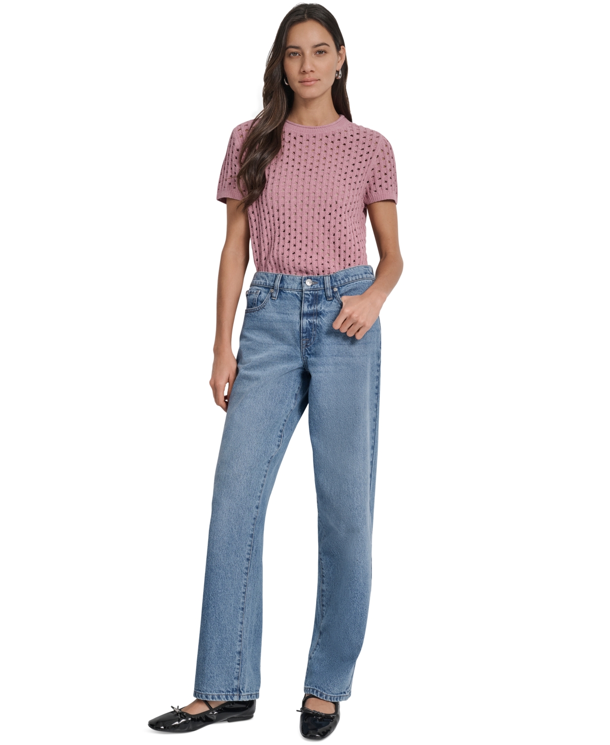 Click here for Dkny Jeans Womens Mid-Rise Relaxed Straight-Leg Co... prices