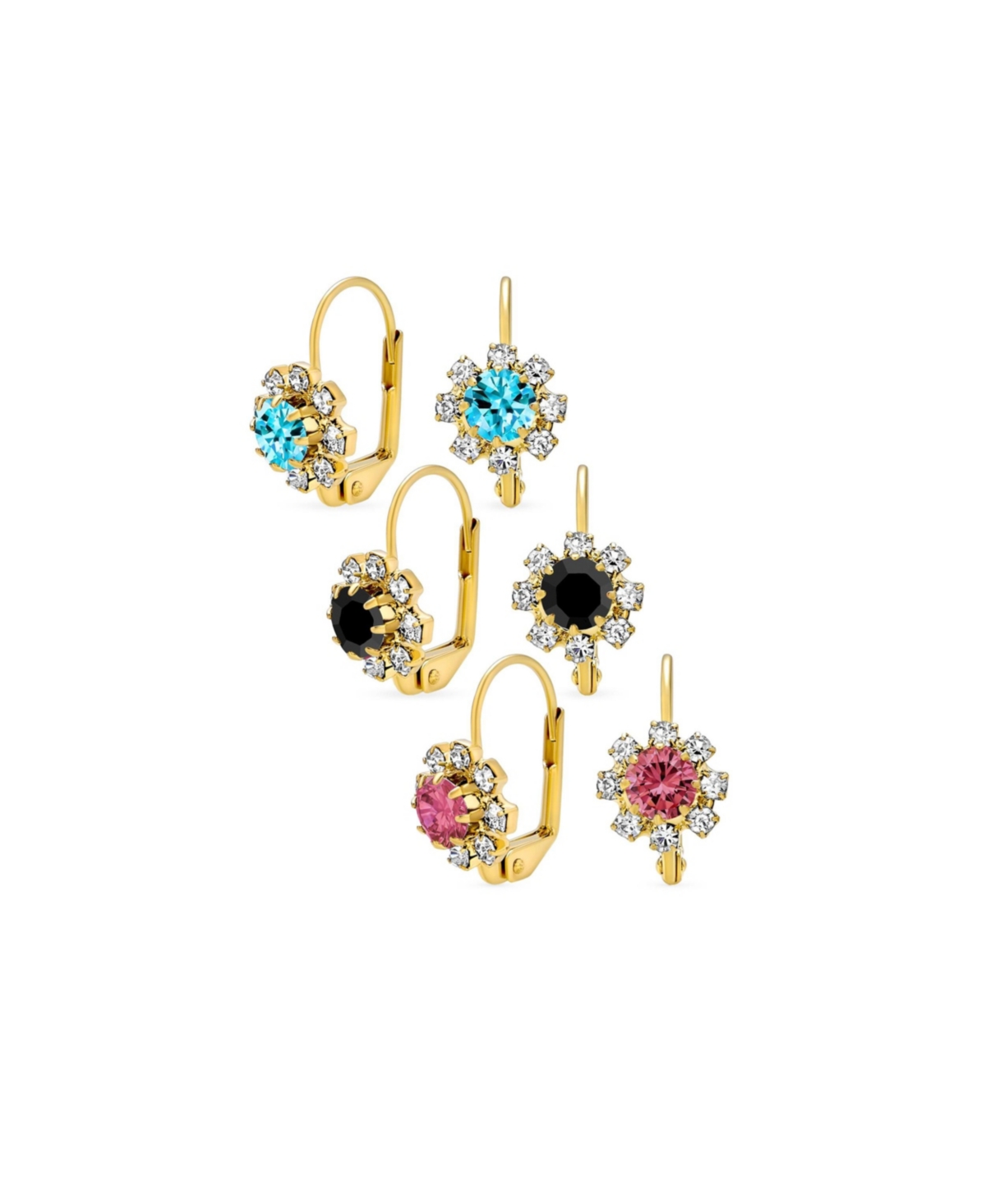 Click here for Bling Jewelry Set of 3 Multi Color Crystal Flower... prices