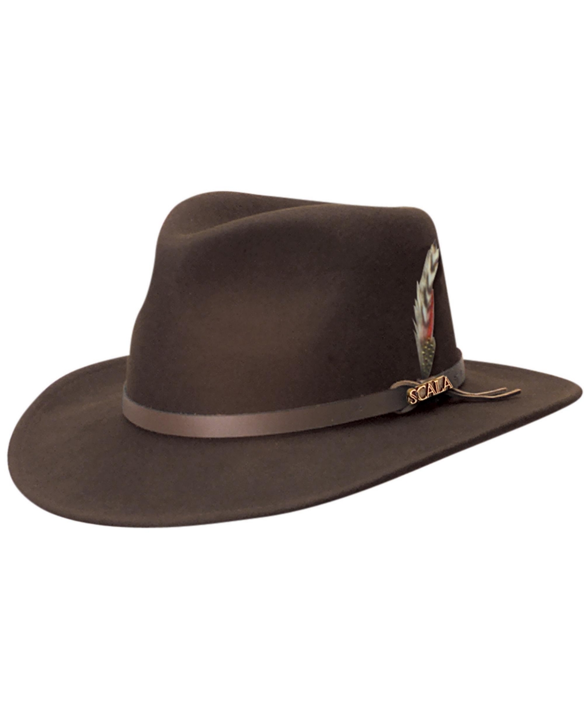 Click here for Scala Mens Crushable Felt Outback Hat - Chocolate prices