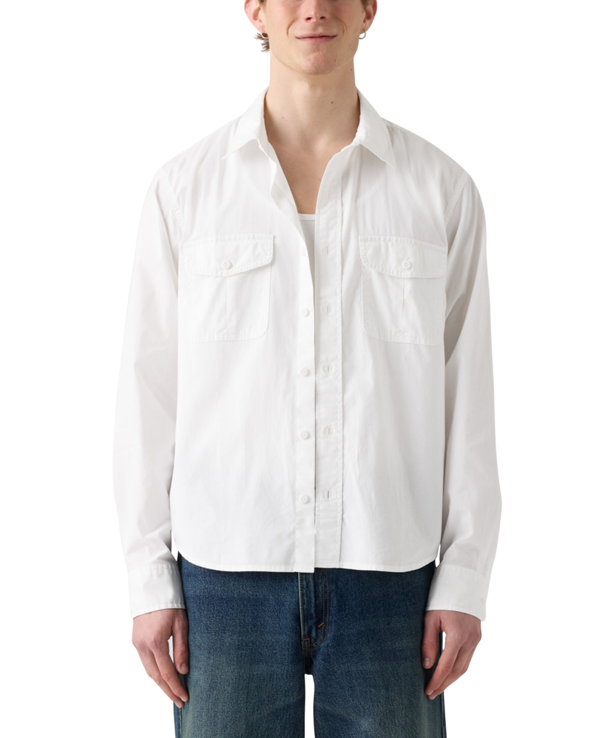 Click here for Levis Mens Morro Relaxed Fit Cropped Long Sleeve S... prices