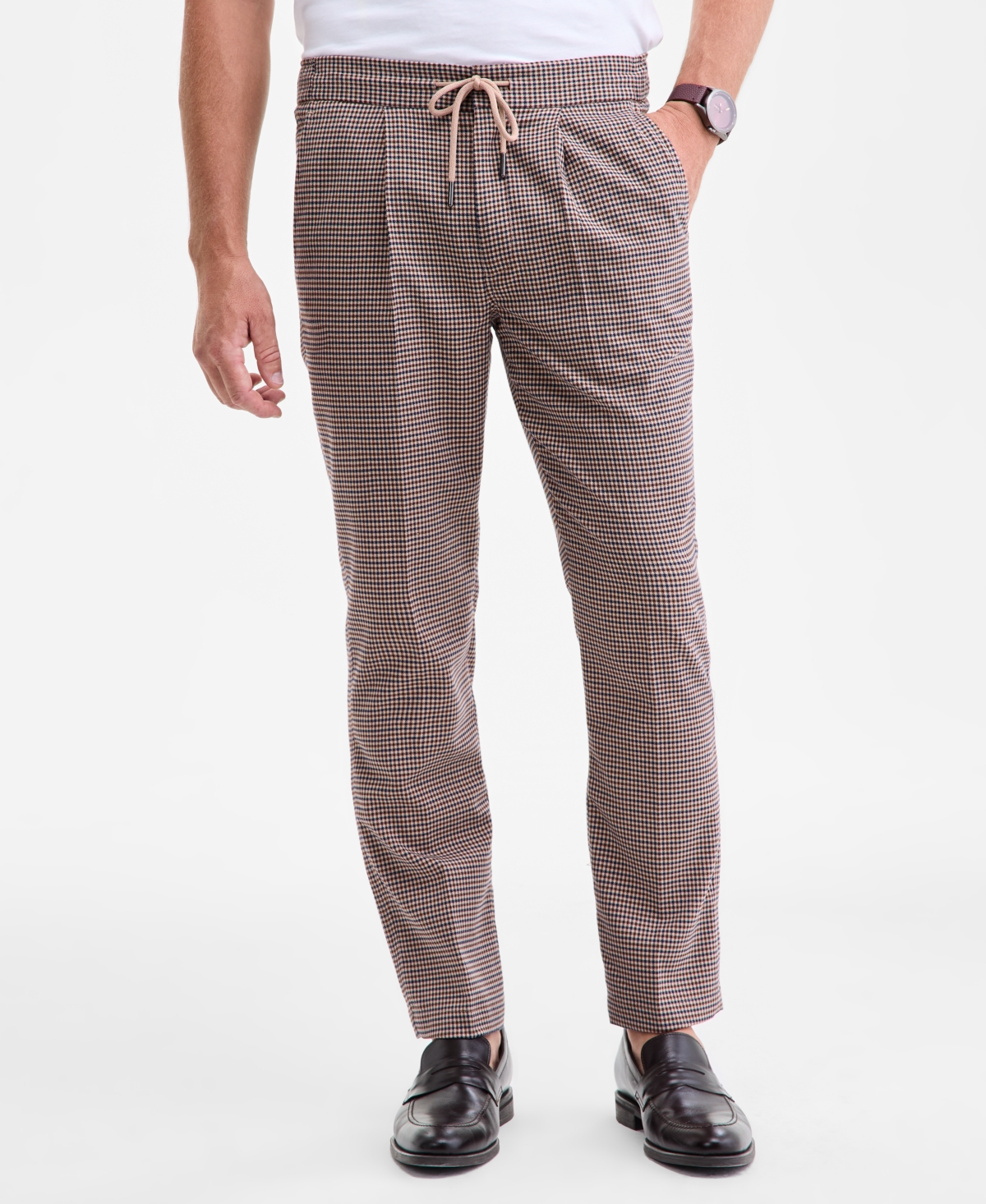 Click here for Club Room Mens Checked Plaid Pull-On Drawstring Tr... prices
