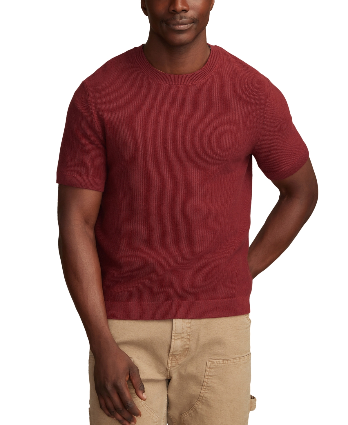 Lucky Brand Mens Short Sleeve Crewneck Sweater - Syrah