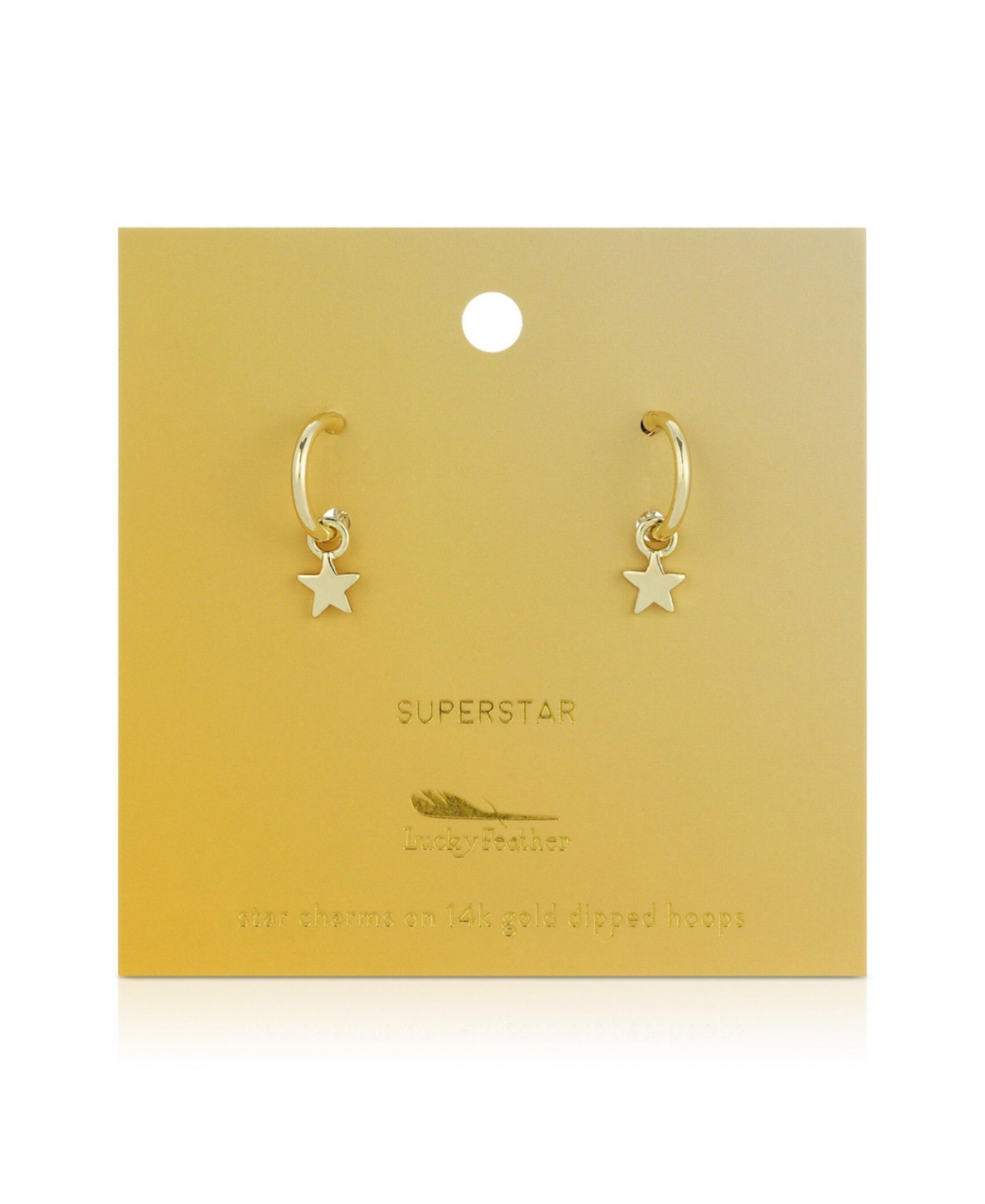 Click here for Lucky Feather Hoops with Drop - Star - Super prices