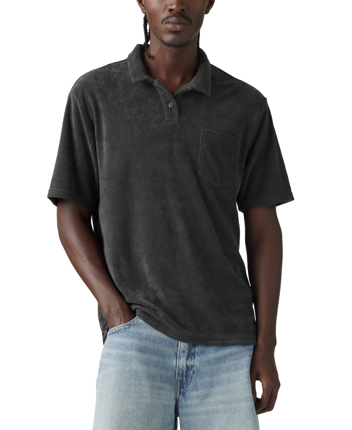Click here for Levis Mens Terry Pocket Polo Shirt - Dk Phantom prices