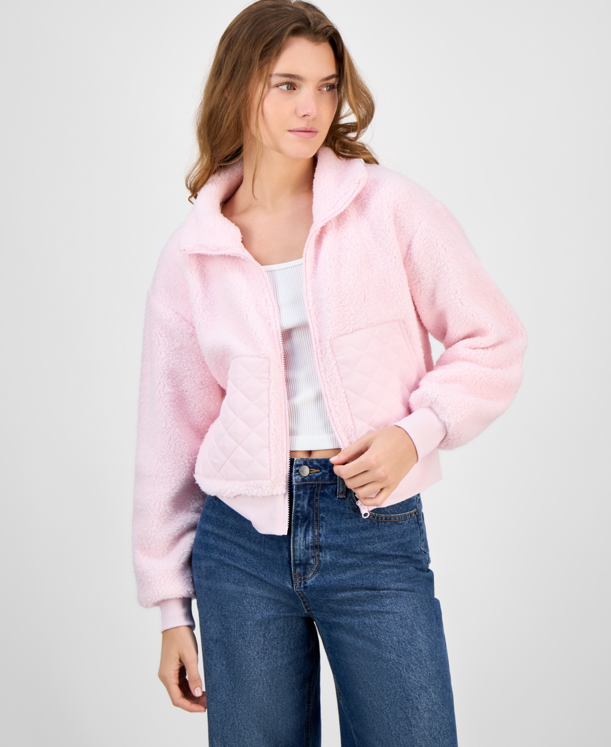 Click here for Hippie Rose Juniors Full-Zip Teddy Fleece Jacket -... prices