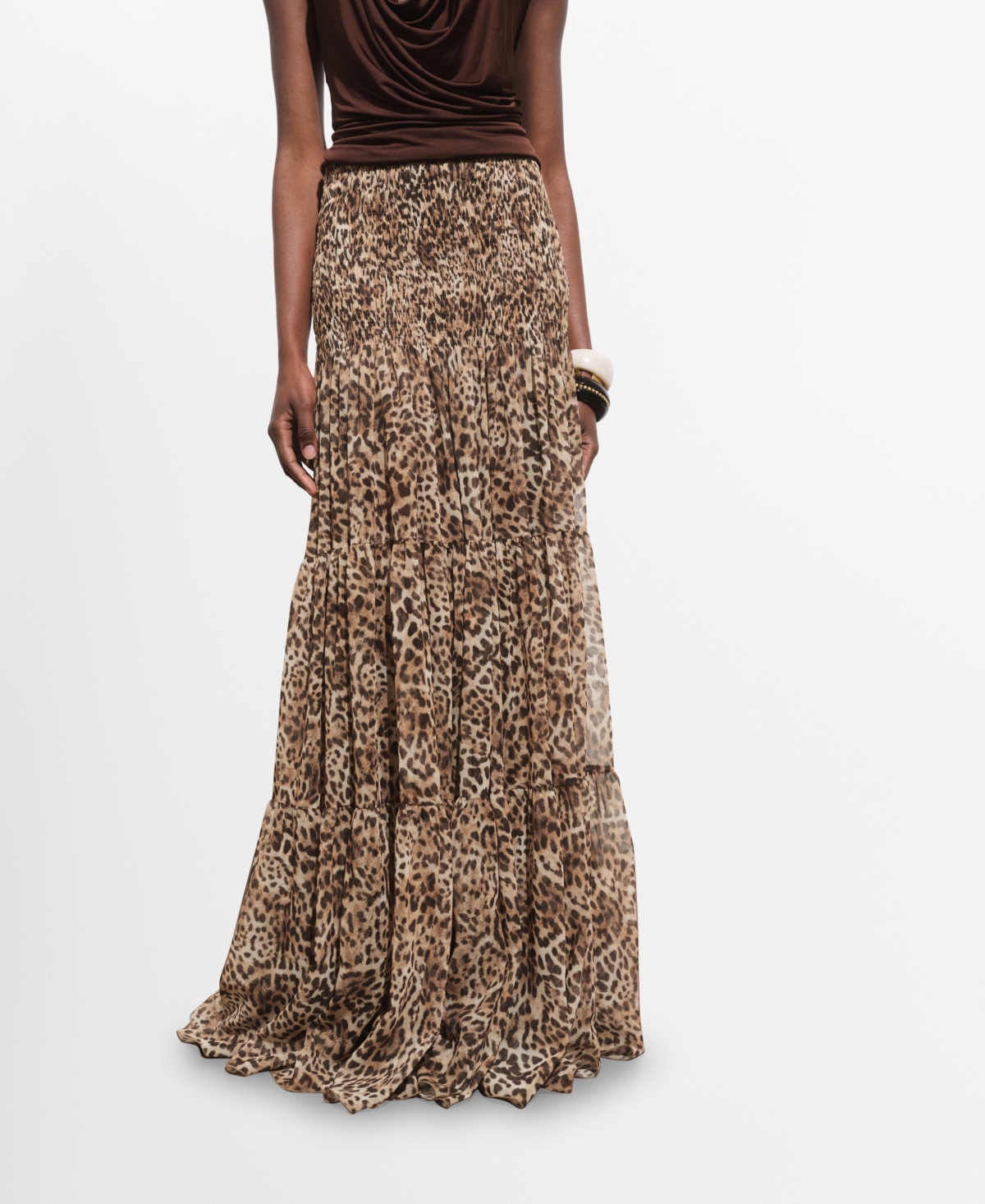 Click here for Mango Womens Leopard Print Maxi Skirt - Brown prices