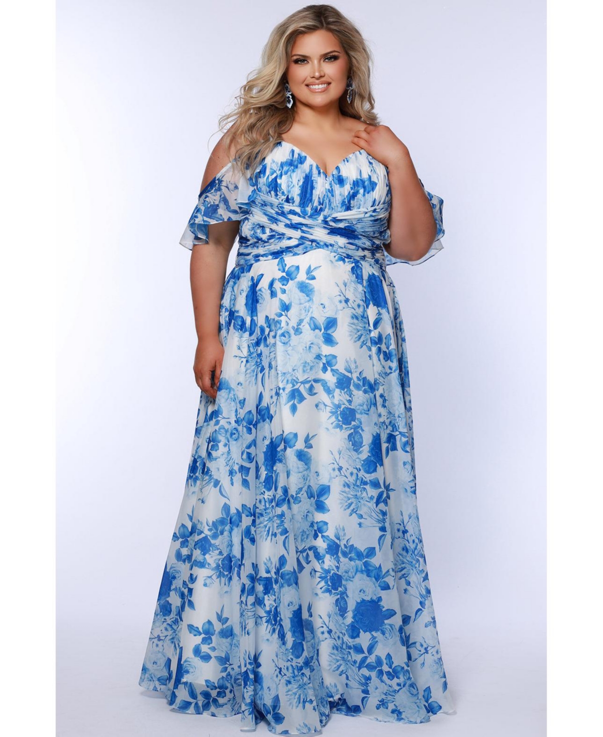 Click here for Sydneys Closet Womens Pleated Floral V-Neckline Sl... prices