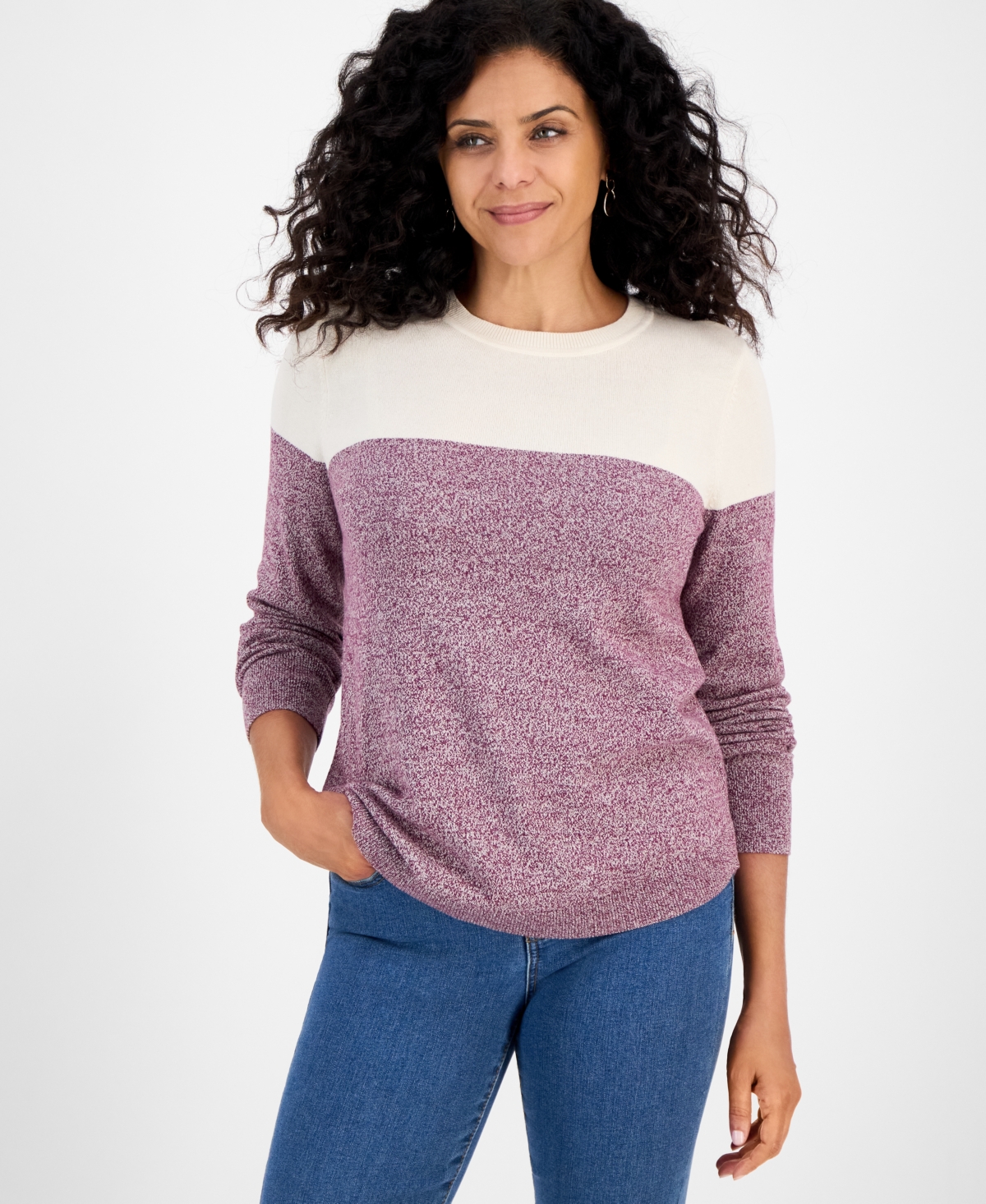 Click here for Style & Co Petite Colorblock Cotton Sweater  Macys... prices