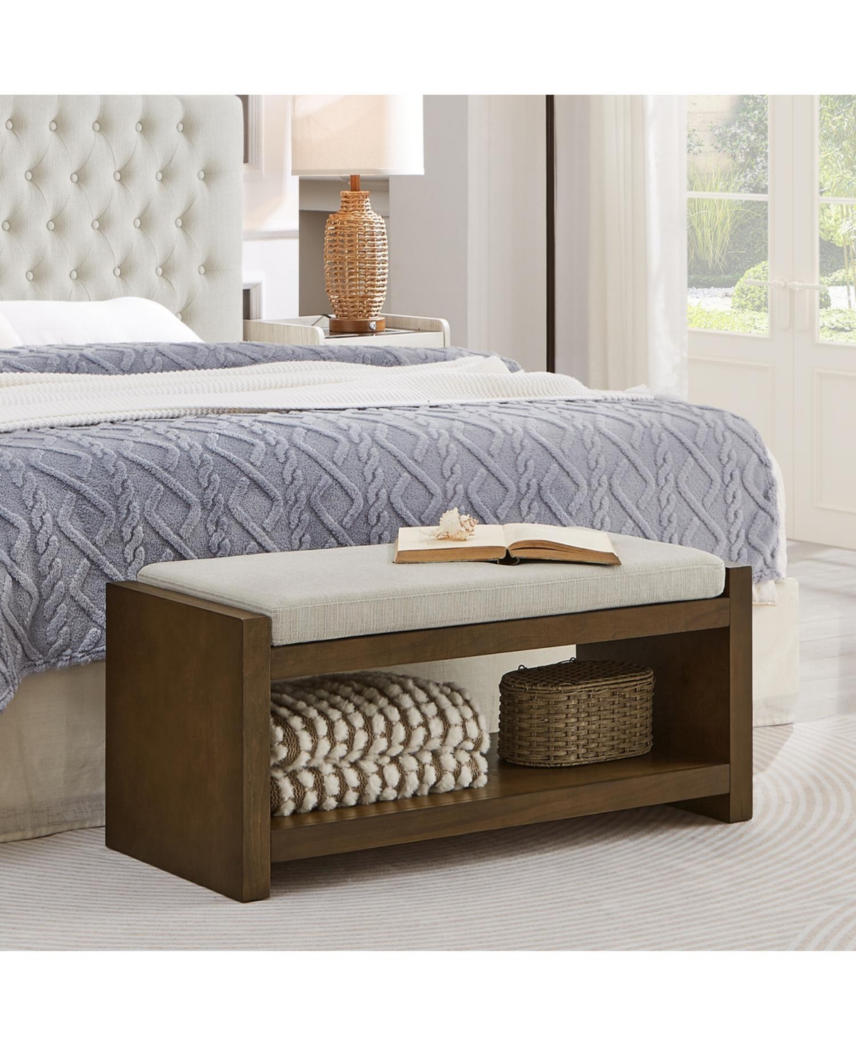 Click here for Streamdale Furniture 40" Beige Bench with Sho... prices