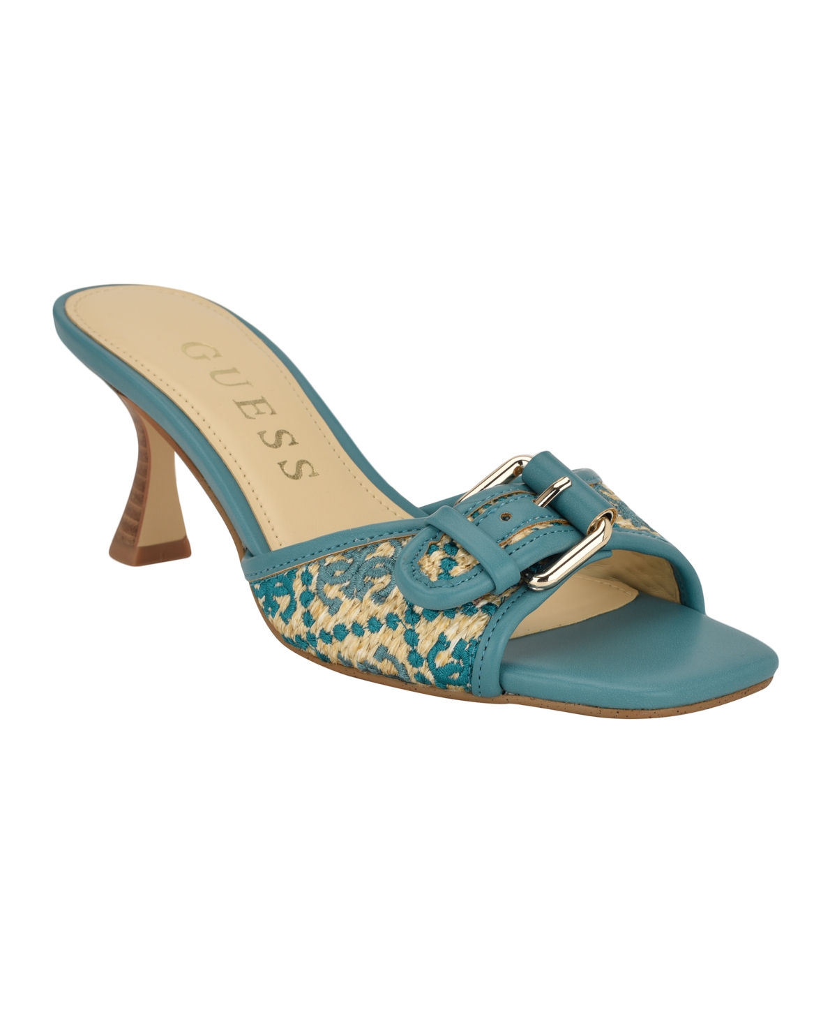 Click here for Guess Womens Dista Buckle Kitten Heel Sandals - Li... prices