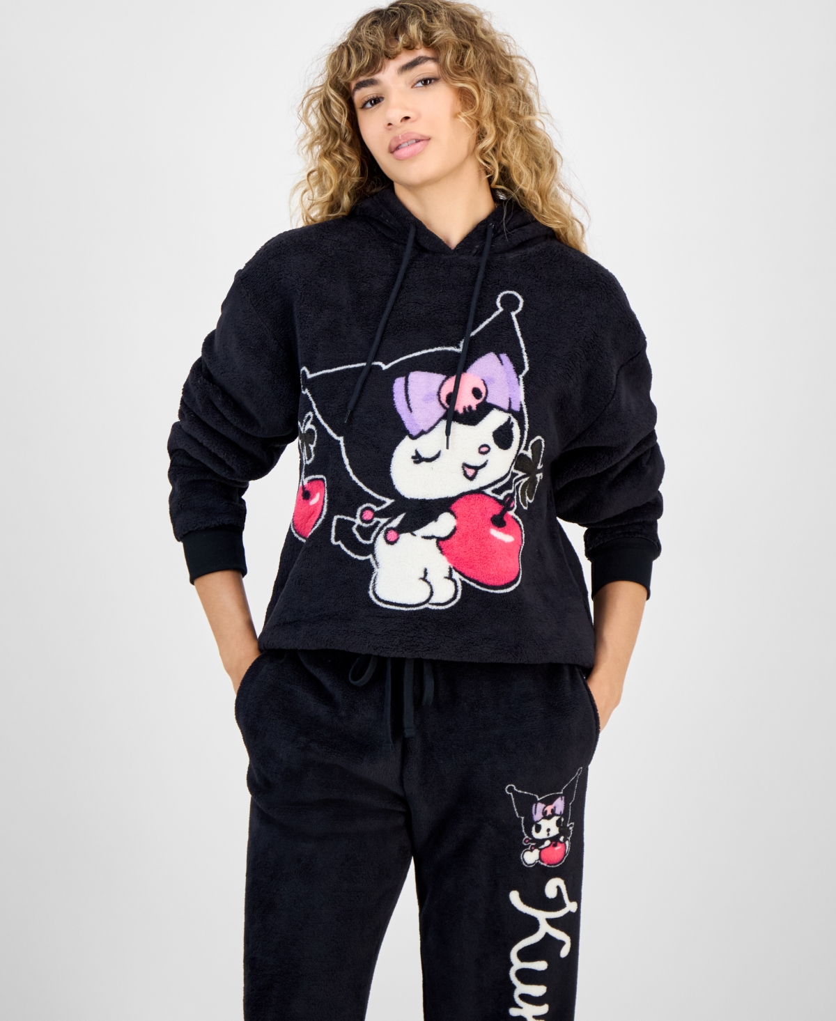 Click here for Hybrid Juniors Kuromi Plush Pull-On Hoodie - Black prices
