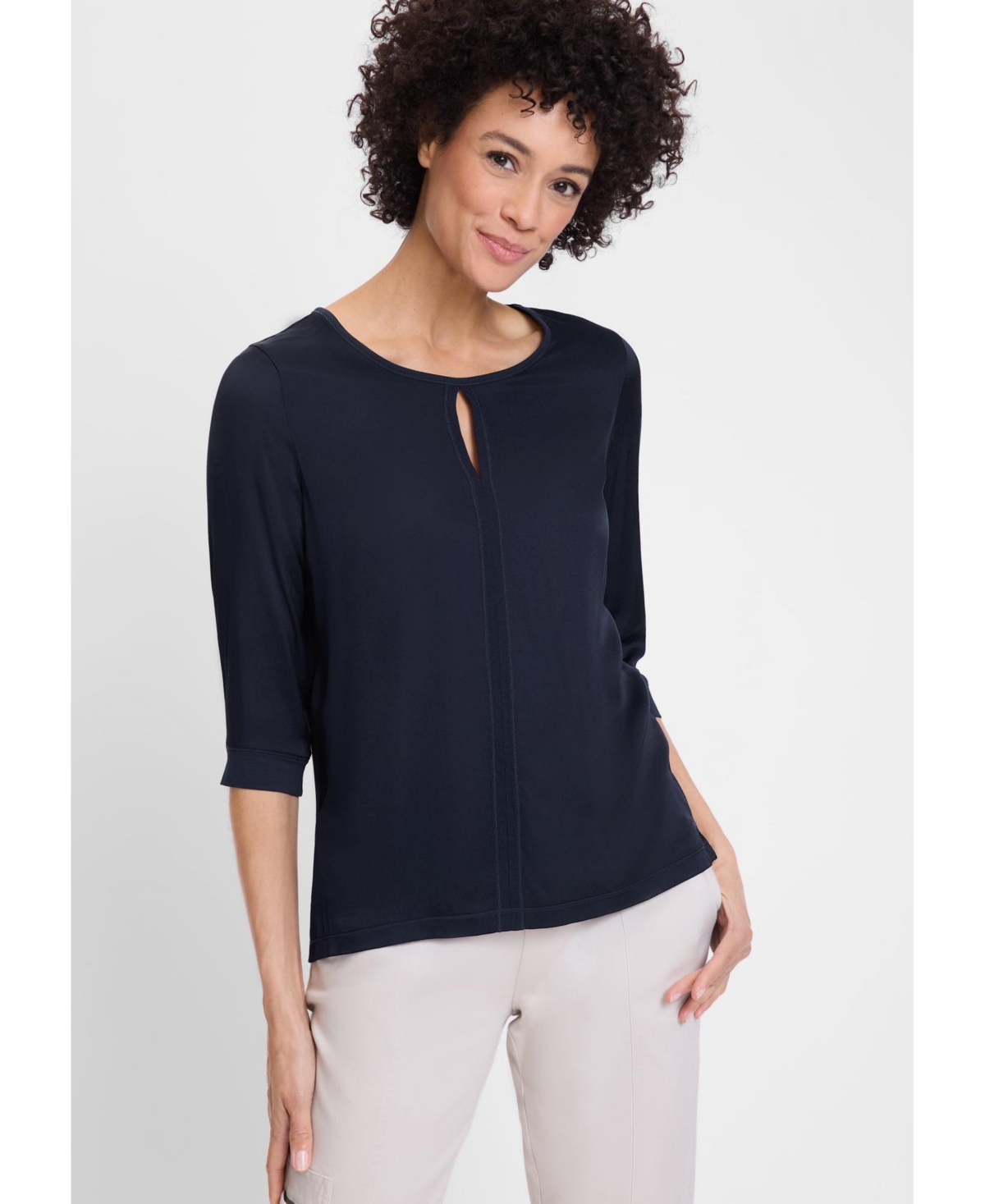 Click here for Olsen Womens Sateen Effect Solid Top - Ink blue prices