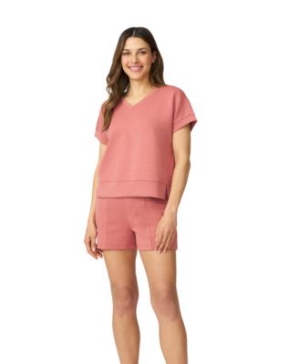 Cable & Gauge Women's V-Neck Top & High Waisted Short Matching Set - Macy's