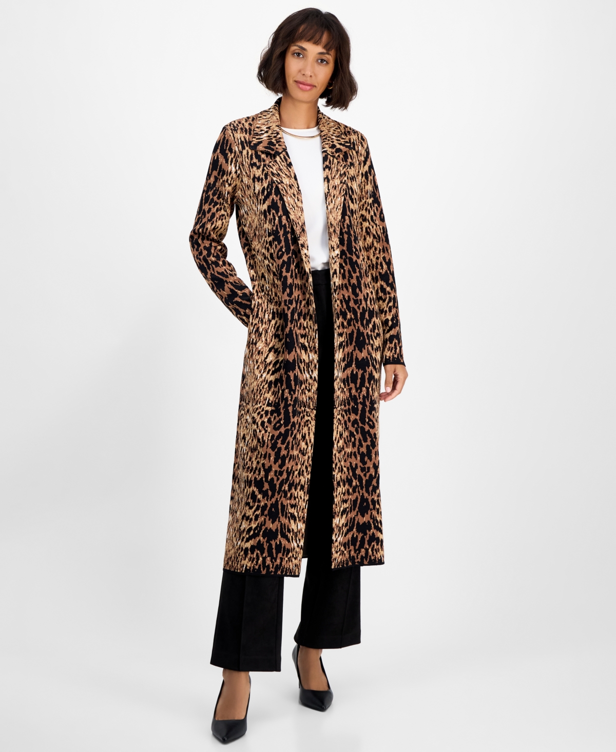 Click here for T Tahari Womens Animal-Print Long-Sleeve Jacket -... prices