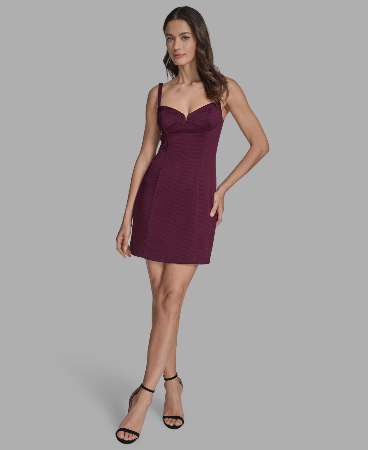 Bcbg Womens Sleeveless Sweetheart A-Line Dress - Wine