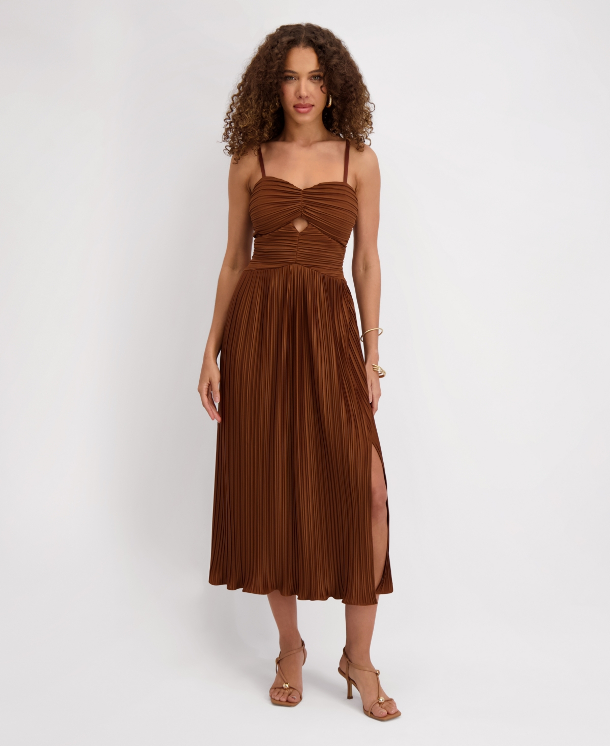 Click here for Siena Womens Pleated Woven Sleeveless Midi Dress -... prices