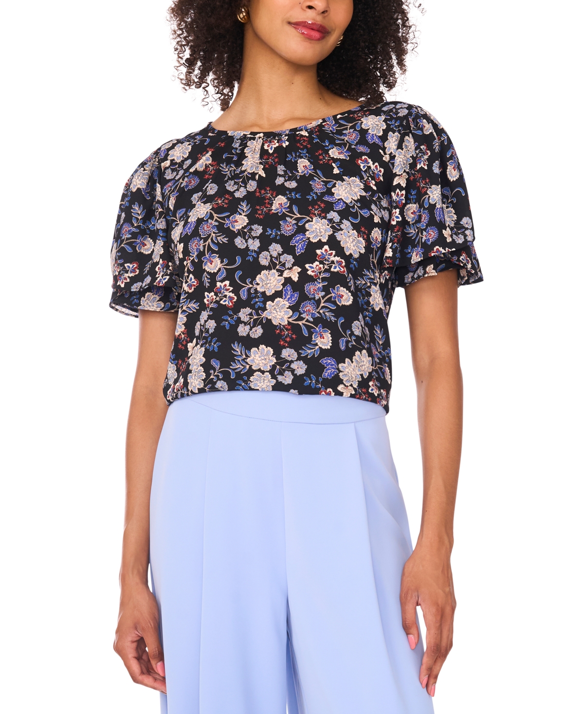 Click here for Vince Camuto Womens Crewneck Top - French Blue prices