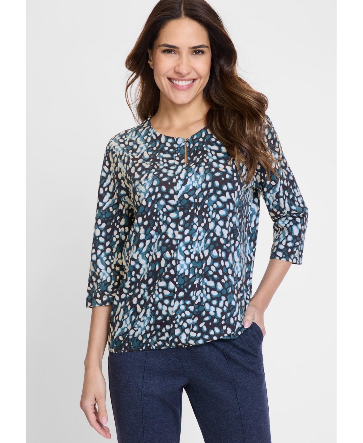 Click here for Olsen Modern Animal Print T-Shirt - Ink blue prices