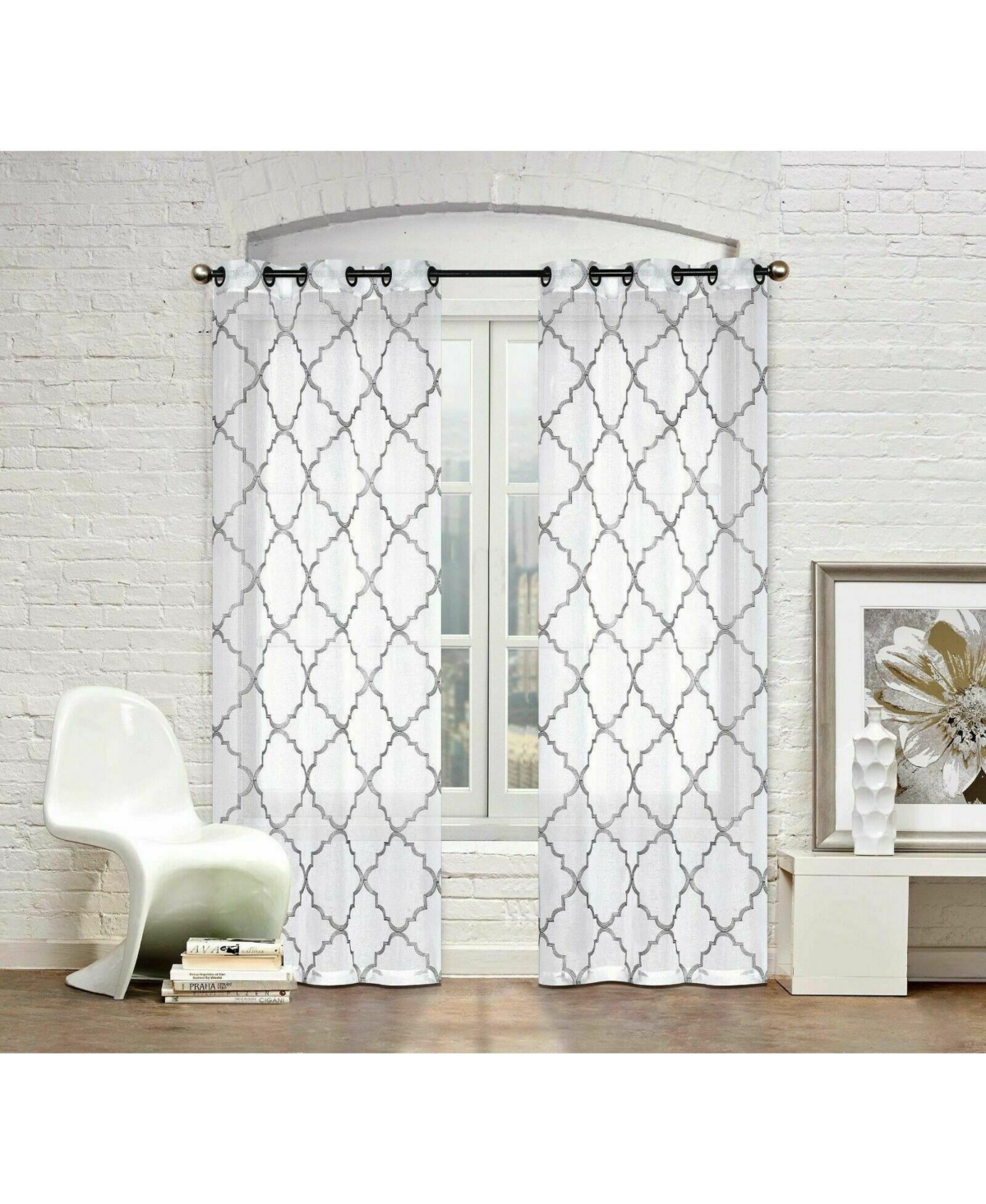 Click here for Kate Aurora Lux Home 2 Pack Shabby Trellis Semi Sh... prices