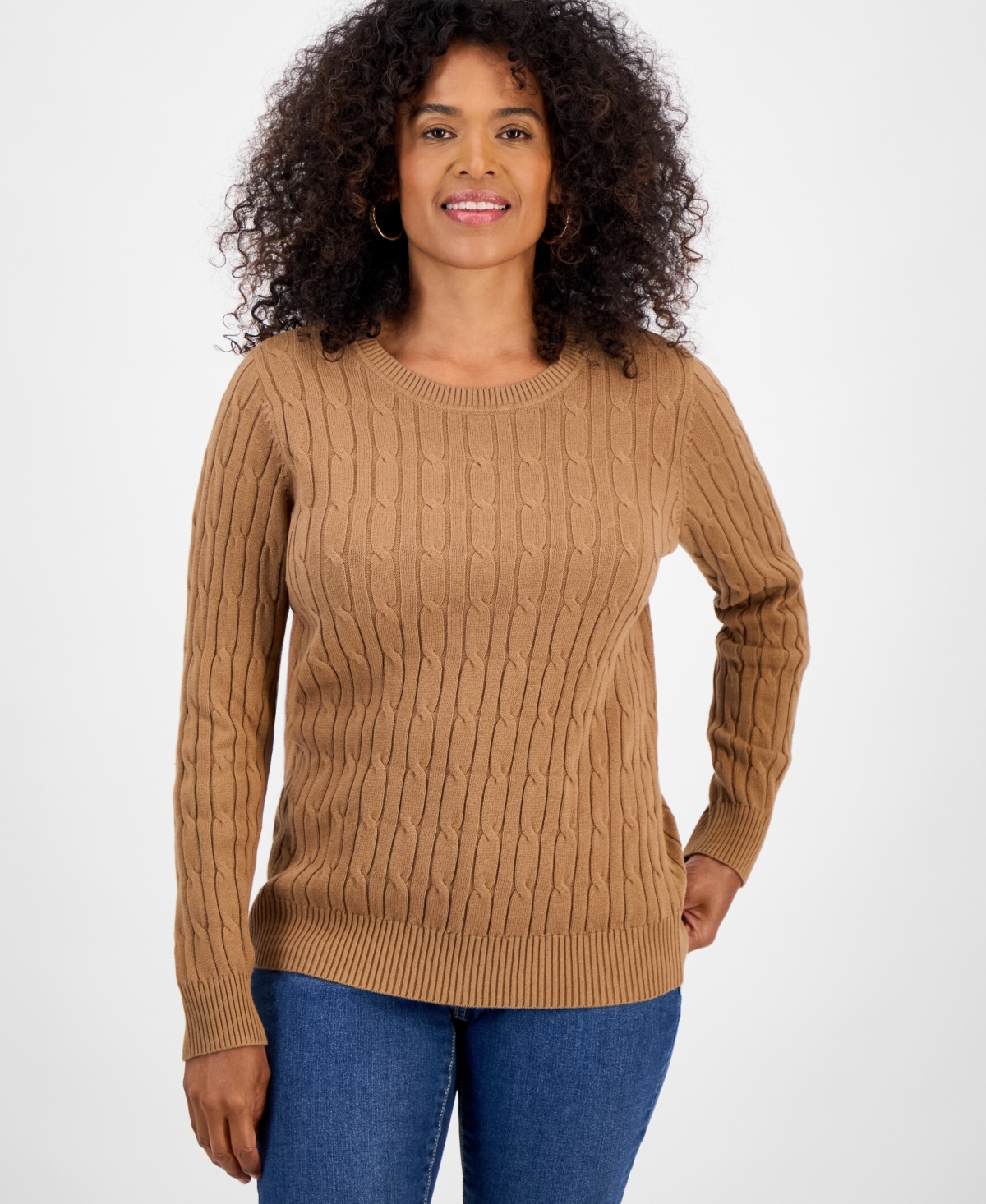 Click here for Style & Co Womens Cotton Cable-Knit Crewneck Sweat... prices